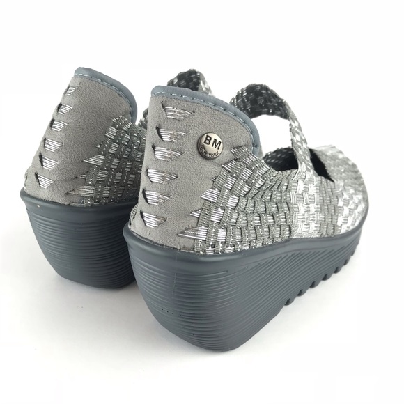 bernie mev. | Shoes | Bernie Mev Lulia Wedge Silver Mary Jane Shoes ...